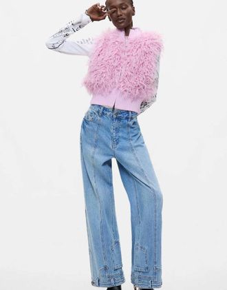 Desigual gilet en fausse fourrure rose