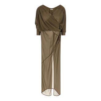 Entire studios V-Ausschnitt Drapierendes Maxikleid - - Dresses - Damen - Gr&uuml;n - XS