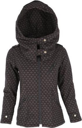 Guru Shop Guru-Boutique, Veste Festival de Goa Fleur de Vie, Veste &agrave; Capuche Large, Noir/Marron, Coton, Size:S/M (38), Vestes et Gilets Boho