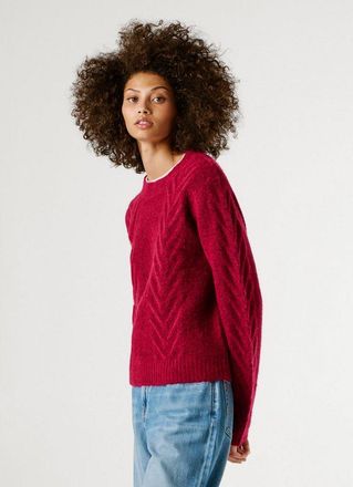 Pepe Jeans London Strickpullover mit Zopfmuster und Woll-Anteil