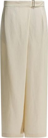 Brunello Cucinelli Femme, Pantalons, Blanc, Taille: 38 FR Pleated Wool Blend Pantalons