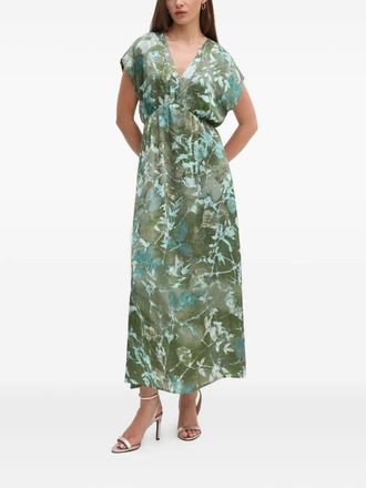 Sandro Ferrone Midikleid mit Blumen-Print - Grün