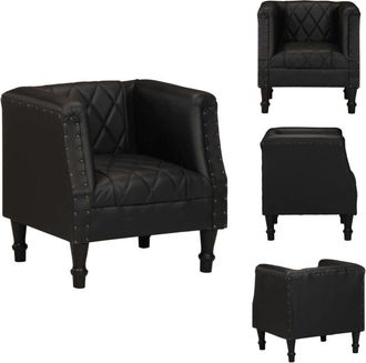 vidaXL Sessel Schwarz Echtes Ziegenleder - Ledersessel - Vintage Stil - Sessel Schwarz - Esszimmerstuhl - Lounge Chair