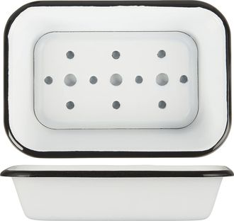 Ib Laursen Ib Laursen - Seifenschale - Emaille - wei&szlig;/schwarz - 11,6 x 3,8 x 16,7 cm