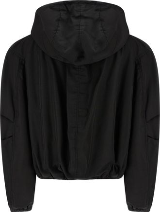 The Attico Nylon Bomber with Maxi Hood Jacket - Black