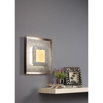 Lutec Dimmbare LED Wandleuchte WINDOW im Blattsilber Design, Quadrat 32cm