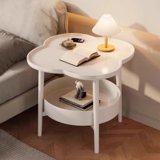 Generic Beistelltische F&uuml;Rs Wohnzimmer, Beistelltisch F&uuml;Rs Sofa, Bl&uuml;Tenblattf&ouml;Rmige, Konkave Tischplatte, Doppelst&ouml;Ckiger Stauraum F&uuml;Rs Schlafzimmer