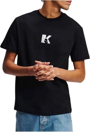 Karl Lagerfeld Homme, Tops, Noir, Taille: XL KLJ Reg SS K Logo Tee