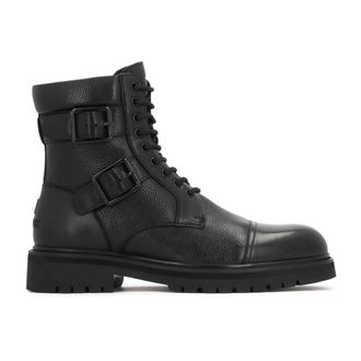 Kazar Homme, Chaussures, Noir, Taille: 43 EU Bottes noires en cuir pour hommes avec boucles et dessus lac&eacute;