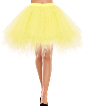 Bbonlinedress Unterrock Damen Retro Tutu Ballet T&uuml;llrock Crinoline Cosplay Rock Rockabilly Tanz Ballett Kost&uuml;me Karneval kost&uuml;m Damen Fastnacht Fasching Yellow M