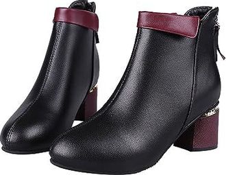 E.SSUE Boots Femme Talon Pieds Sensibles Cuir Lacet Chaussures Automne Hiver Vintage Ankle Boots Bottines Confortable Automne Pour Pieds Larges Chelsea Baske