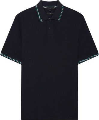 Ted Baker Ss Polohemd Mit Jacquard-jacquardmuster In Marineblau