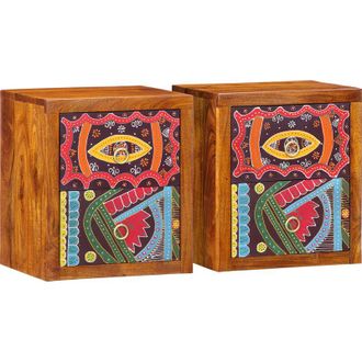 vidaXL Cabinet de chevet avec tiroir 2 pcs Marron 35 x 30 x 40 cm vidaXL