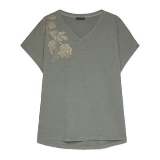 Fiorella Rubino Femme, Tops, Vert, Taille: 46 FR T-shirt en coton avec application florale