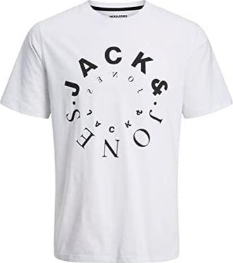 Jack & Jones T-Shirt Jjwarrior Tee S Crew Neck pour Homme, Blanc/imprimé : Large, S