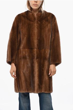 Parosh Mink Fur Coat with Flush Pockets Größe M