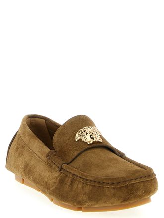 Versace Mens Brown Calfskin Slip-On Loafers