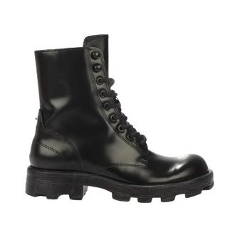 Diesel Hammer Springerstiefel f&uuml;r Damen, Leder, Zum Schn&uuml;ren (Schwarz)