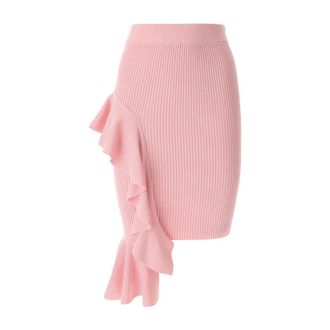 Moschino Rosa High-Waisted R&uuml;schenrock - - Skirts - Damen - Rosa - L