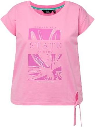 Ulla Popken Haut Court à Nouer avec imprimé, surdimensionné 829241 T-Shirt, Rose Clair, 60/62 FR Femmes