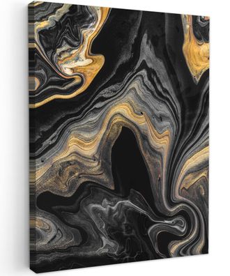 MuchoWow &copy; Bilder 60x80 cm Wohnzimmer Goldene Deko Modern Wandbild Foto auf Leinwand Bild Schlafzimmer Room Decor Geschenke Marmor - Acryl - Gold - Luxe - Abst