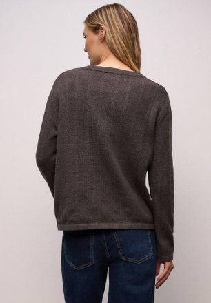 Street One Rundhalspullover mit Streifen-Struktur