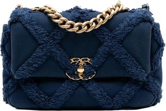 Chanel Hobo Bags - Medium Canvas and Cotton 19 Flap - Gr. unisize - in Blau - f&uuml;r Damen
