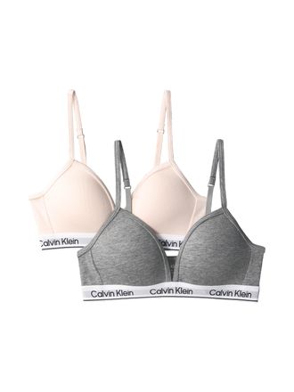 Calvin Klein Underwear Triangel-BH 2PK TRIANGLE, Damen, Gr. 128/134, N-Gr, rosa (rosa, grau), Jersey, Obermaterial: 95% Baumwolle, 5% Elasthan, CALVIN KLEIN UNDERWEAR, k&ouml;rpe