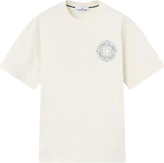 Stone Island Homme, Tops, Blanc, Taille: XL T-shirt en jersey de coton &eacute;pais