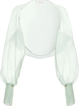 Genny Femme, Blouses et Chemises, Vert, Taille: 46 FR Veste Bol&eacute;ro en Soie