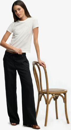 Superdry Pantalon taille basse en lin - Noir