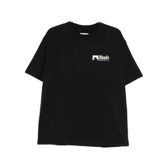 Rhude Homme, Tops, Noir, Taille: M T-shirt Ras du Cou avec Logo Graphique