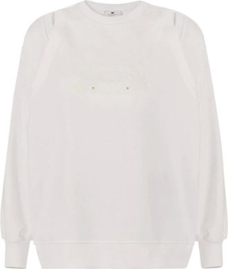 Elisabetta Franchi Femme, Sweatshirts et sweats &agrave; capuche, Beige, Taille: 38 FR SweaT-shirt en jersey