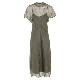Federica Tosi Femme, Robes, Vert, Taille: 40 FR Robe en organza de soie avec fond de robe