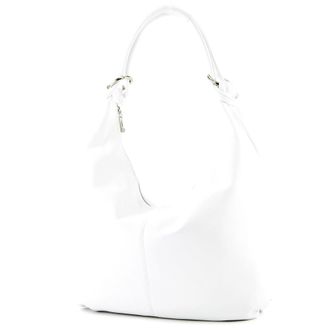 modamoda.de 337 Damen Leder Schultertasche Shopper Large handmade in Italy, Farbe:Wei&szlig;2021