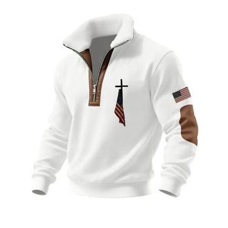 Generic Sweat-shirt pour homme sans capuche - T-shirt &agrave; manches longues avec fermeture &eacute;clair 1/4 - Col roul&eacute; - Col moelleux - Pull en polaire doux - Pour lex