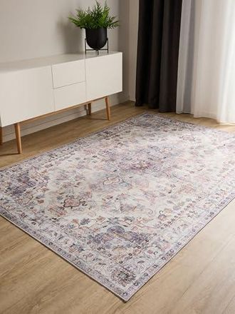 benuta Basic Tapis Salon George - Multicolore 160x230 cm - Lavable - Rectangulaire Vintage, &Eacute;l&eacute;gant, R&eacute;tro pour Chambre, Couloir, Salle &agrave; Manger