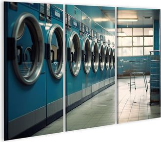 Islandburner Bild auf Leinwand KI Reihe Waschmaschinen Laudromat KI Reihe Waschmaschinen Bilder Wandbilder Poster JBCF-3P