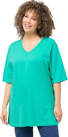 Ulla Popken Damen Basic-v T-Shirt, T&uuml;rkisgr&uuml;n, 50/52