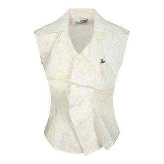 Vivienne Westwood Femme, Tops, Blanc, Taille: 40 FR Chemise Courte Drunken
