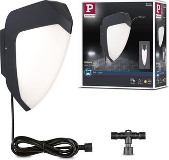 Paulmann 94518 Park + Light LED Außenleuchte Wandleuchte Ikosea mit Bewegungsmelder IP44 2x2,8 W Warmweiß Anthrazit Kunststoff Garagenlicht 3000 K