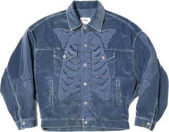 Doublet Cordjacke mit Skelett-Applikation - Blau