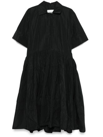 Jil Sander robe mi-longue &agrave; d&eacute;tails pliss&eacute;s - Noir