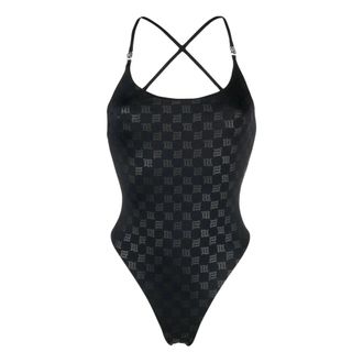 Misbhv Schwarzer Monogramm Badeanzug Einteiler - - Swimwear - Damen - Schwarzk - L