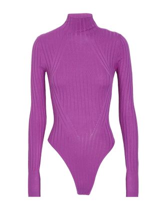 8 by YOOX KNIT MOCK-NECK BODYSUIT W/ OPEN BACK