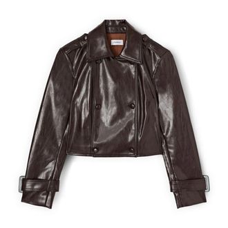 Motivi Cropped Jacket aus gl&auml;nzend beschichtetem Stoff - - Jackets - Damen - Braun - 2XL