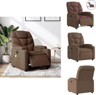 vidaXL Massagesessel Elektrisch Braun Stoff - Massage Stuhl - Elektrischer Massagesessel - Entspannungsstuhl - Fernsehsessel - Bequeme Lounge