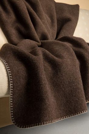 Steinbeck Doubleface-Decke Ökolana aus 100 % naturbelassener Schurwolle, in 4 Größen und 3 Farben, Dunkelbraun/Weiß Größe 150x220 cm