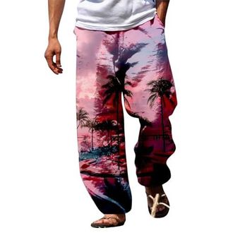 Generic Pantalon baggy stretch long d&eacute;contract&eacute; pour homme - Look hipop - Style punk - Respirant - L&eacute;ger et confortable - Style hawa&iuml;en - Pantalon de plage - 