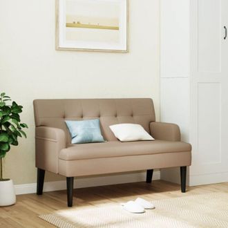 vidaXL Vidaxl - Banc avec dossier cappuccino 112x65,5x75 cm - Similicuir &eacute;pais - Pieds en bois massif dh&eacute;v&eacute;a - Capacit&eacute; 110 kg